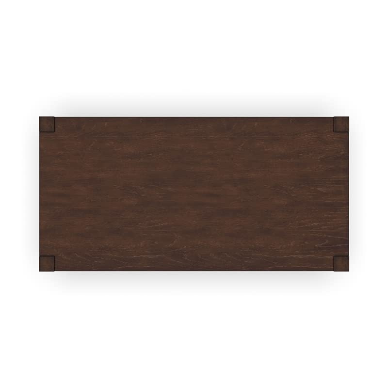 BOWERY HILL Transitional Brown Rustic Rectangular Wood Coffee Table