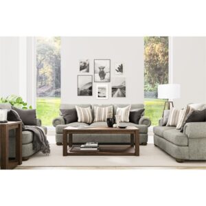 BOWERY HILL Transitional Brown Rustic Rectangular Wood Coffee Table