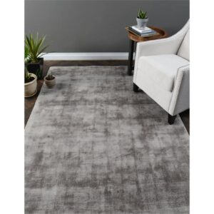 BOWERY HILL 108x144 Transitional Viscose Area Rug in Dove Gray