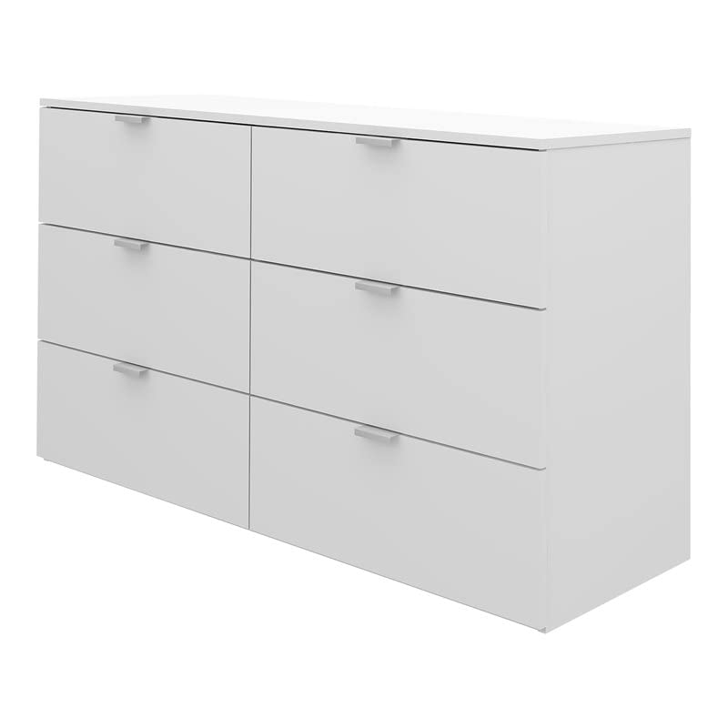 BOWERY HILL 6-Drawer Modern Wood Bedroom Dresser in Matte White