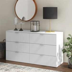 BOWERY HILL 6-Drawer Modern Wood Bedroom Dresser in Matte White