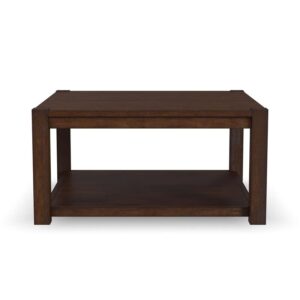 BOWERY HILL Transitional Brown Rustic Square Coffee Table with Casters