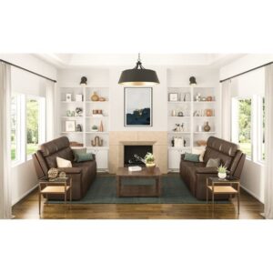 BOWERY HILL Transitional Brown Rustic Square Coffee Table with Casters