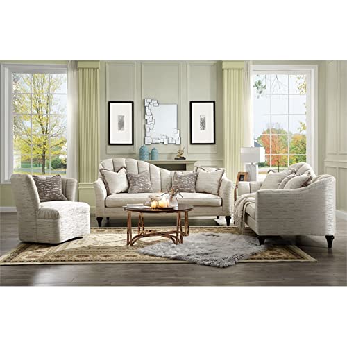 BOWERY HILL Contemporary Fabric Sofa in Shimmering Pearl Beige