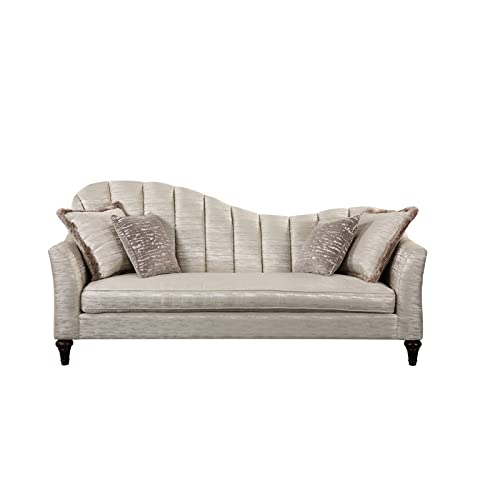 BOWERY HILL Contemporary Fabric Sofa in Shimmering Pearl Beige