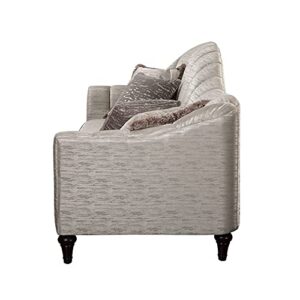 BOWERY HILL Contemporary Fabric Sofa in Shimmering Pearl Beige