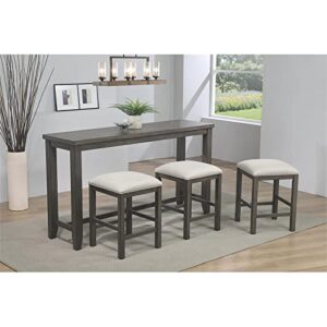 BOWERY HILL 4PC 65" Rectangular Narrow Wood Pub Set in Gray Finish