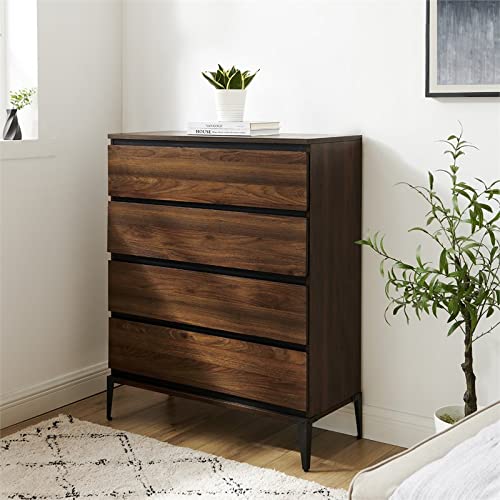 BOWERY HILL Farmhouse 36" Urban 4-Drawer Chest in Dark Walnut