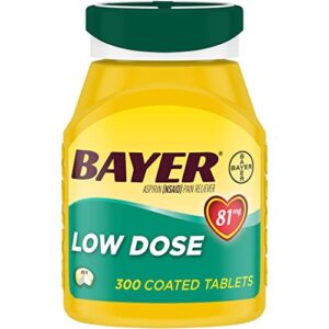 aspirin regimen bayer 81mg enteric coated tablets, #1 doctor recommended aspirin brand, pain reliever,300 count