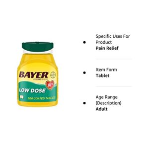 Aspirin Regimen Bayer 81mg Enteric Coated Tablets, #1 Doctor Recommended Aspirin Brand, Pain Reliever,300 Count