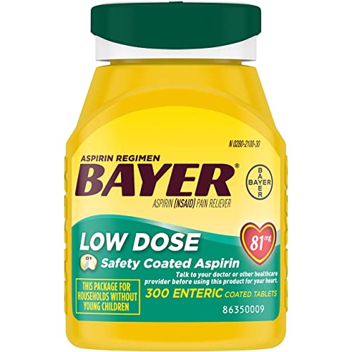 Aspirin Regimen Bayer 81mg Enteric Coated Tablets, #1 Doctor Recommended Aspirin Brand, Pain Reliever,300 Count