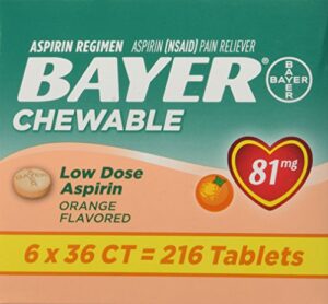 bayer chewable low dose aspirin, 216 tabs