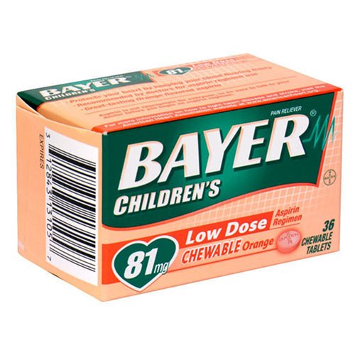 Bayer Chewable Low Dose Aspirin Orange - Value Pack, 36-Count Chewable Tablets (Pack of 9)