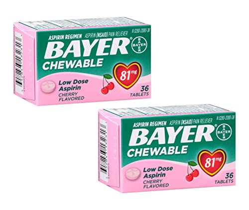 Bayer Chewable Low Dose Baby Aspirin Cherry Flavor 36 Tablets - 2 Pack