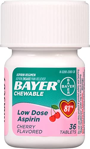 Bayer Chewable Low Dose Baby Aspirin Cherry Flavor 36 Tablets - 2 Pack