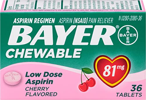 Bayer Chewable Low Dose Baby Aspirin Cherry Flavor 36 Tablets - 2 Pack