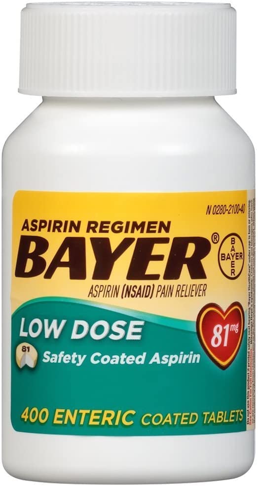 Bayer Consumer Health Bayer Low Dose Safety Coated Aspirin 81 mg , 400-Count (Pack of 2)