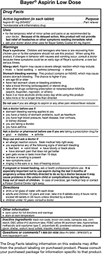 Bayer Consumer Health Bayer Low Dose Safety Coated Aspirin 81 mg , 400-Count (Pack of 2)