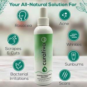 Curativa Bay .02% Hypochlorous Skin Spray, Clear Skin, Most effective For Total Skin Health and the Base for all Skin Care. 100% Organic, Made in USA, Produces Great Results 8 OZ.