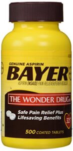 genuine bayer aspirin (nsaid) pain reliever and fever reducer 325mg per tablet 500 tablets per bottle