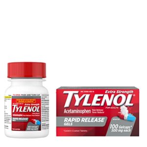 Tylenol Extra Strength Acetaminophen Rapid Release Gels, Pain Reliever & Fever Reducer, 100 ct