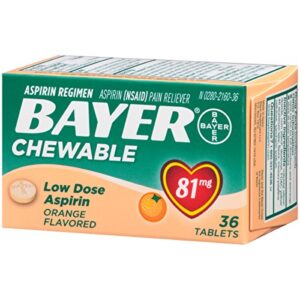 Aspirin Regimen Bayer, 81mg Chewable Tablets, Pain Reliever, Orange, 36 Count