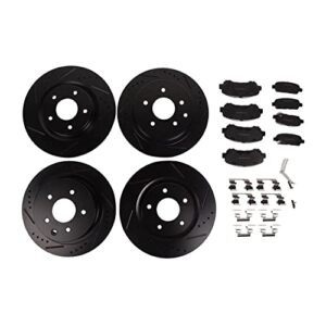 south mud bay black drill slot brake rotors + ceramic pads front & rear fits a0141a0260