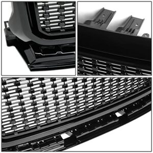 South Mud Bay Compatible with Crew Cab Extended Bright Black Denali Style Front Bumper/Hood Grille/Grill GRLDDENLGMCCAN16BK