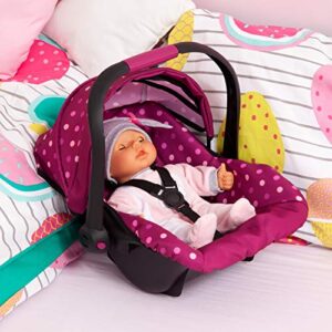 Bayer Design Baby Doll Deluxe Car Seat with Canopy- Polka dots , Pink