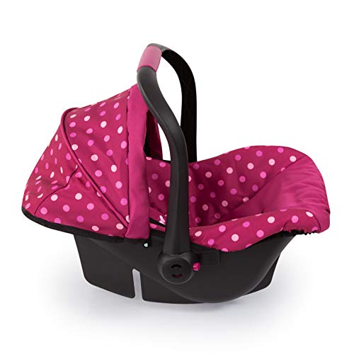 Bayer Design Baby Doll Deluxe Car Seat with Canopy- Polka dots , Pink