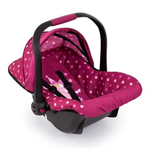 Bayer Design Baby Doll Deluxe Car Seat with Canopy- Polka dots , Pink