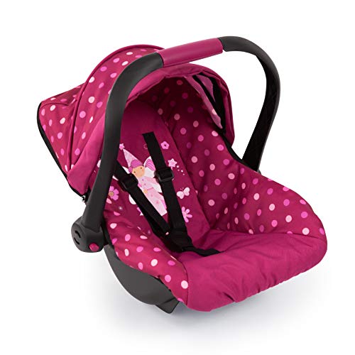 Bayer Design Baby Doll Deluxe Car Seat with Canopy- Polka dots , Pink