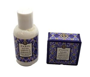 greenwich bay trading company destination collection bundle: paris – 2oz mini wrapped soap block + 2oz mini shea butter lotion