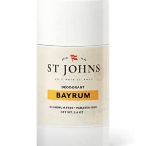 St Johns Bay Rum Aluminum Free Deodorant | Long-Lasting, Odor Resistant, & Soothing | Clear Deodorant Stick | Odor-Free Deodorant Made of Natural Compounds | Mens Bay Rum Deodorant (2.6 oz Stick)