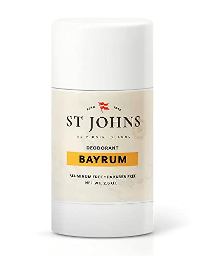 St Johns Bay Rum Aluminum Free Deodorant | Long-Lasting, Odor Resistant, & Soothing | Clear Deodorant Stick | Odor-Free Deodorant Made of Natural Compounds | Mens Bay Rum Deodorant (2.6 oz Stick)