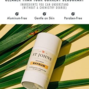 St Johns Bay Rum Aluminum Free Deodorant | Long-Lasting, Odor Resistant, & Soothing | Clear Deodorant Stick | Odor-Free Deodorant Made of Natural Compounds | Mens Bay Rum Deodorant (2.6 oz Stick)