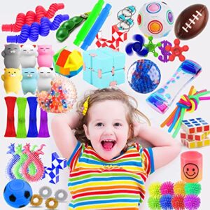 PP PHIMOTA Sensory Toys Set 56 Pack, Stress Relief Fidget Hand Toys for Adults and Kids, Sensory Fidget and Squeeze Widget for Relaxing Therapy - Perfect for ADHD Add Anxiety Autism