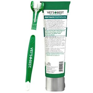 Vet’s Best Dog Toothbrush and Enzymatic Toothpaste Set | Teeth Cleaning and Fresh Breath Kit with Dental Care Guide | Vet Formulated