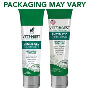 Vet’s Best Dog Toothbrush and Enzymatic Toothpaste Set | Teeth Cleaning and Fresh Breath Kit with Dental Care Guide | Vet Formulated