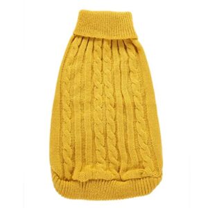 Small Dog Sweaters Knitted Pet Cat Sweater Warm Dog Sweatshirt Dog Winter Clothes Kitten Puppy Sweater (X-Small,Yellow)