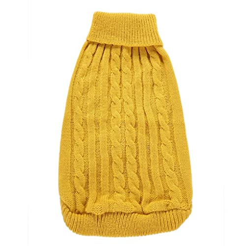 Small Dog Sweaters Knitted Pet Cat Sweater Warm Dog Sweatshirt Dog Winter Clothes Kitten Puppy Sweater (X-Small,Yellow)