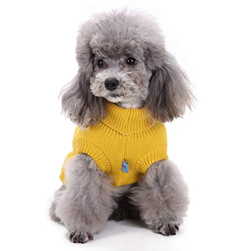 Small Dog Sweaters Knitted Pet Cat Sweater Warm Dog Sweatshirt Dog Winter Clothes Kitten Puppy Sweater (X-Small,Yellow)