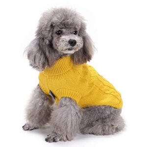 Small Dog Sweaters Knitted Pet Cat Sweater Warm Dog Sweatshirt Dog Winter Clothes Kitten Puppy Sweater (X-Small,Yellow)