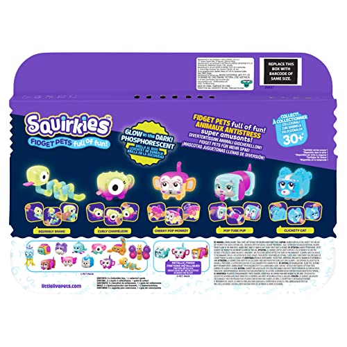 Little Live Pets - Squirkies: 5 Pack | Interactive Toys, Fidget Feature, Click, Flick, Tangle, Pop, 30+ to Collect, Multiple Fidget Points, for Kids Ages 5+.