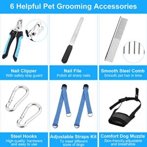 Dog Grooming Hammock, Pet Grooming Harness for Dogs&Cats, Multi Hammock Restraint Bag with Adjustable Grooming Loop/Stainless D-Hooks/Nail Clippers/Trimmer/Nail File for Pet Nail Trimming, Care (S)