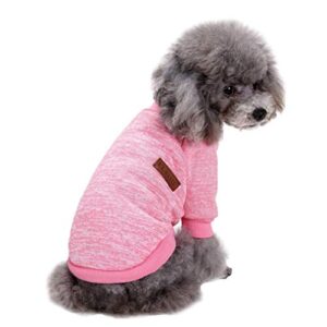 jecikelon pet dog clothes dog sweater soft thickening warm pup dogs shirt winter puppy sweater for dogs (pink, s)