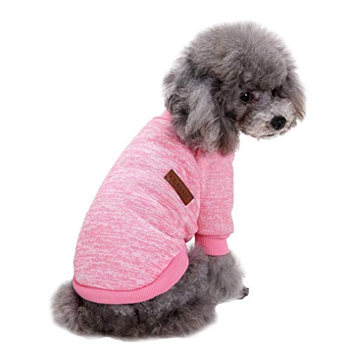 Jecikelon Pet Dog Clothes Dog Sweater Soft Thickening Warm Pup Dogs Shirt Winter Puppy Sweater for Dogs (Pink, S)