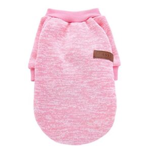 Jecikelon Pet Dog Clothes Dog Sweater Soft Thickening Warm Pup Dogs Shirt Winter Puppy Sweater for Dogs (Pink, S)