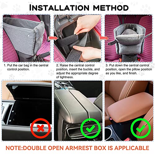 Cathpetic Dog Car Seat Pet Supplies - Travel Bags for Dogs Cats Portable Console Dog Car Seat Washable Dog Cat Booster Seat on Car Armrest Included Safety Tethers Perfect Car Seat for Dogs Cats