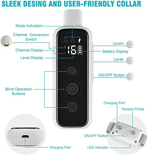 Bousnic Dog Shock Collar for 2 Dogs - (8-120lbs) Waterproof Rechargeable Electric Dog Training Collar with Remote for Small Medium Large Dogs with Beep Vibration Safe Shock Modes(Grey)